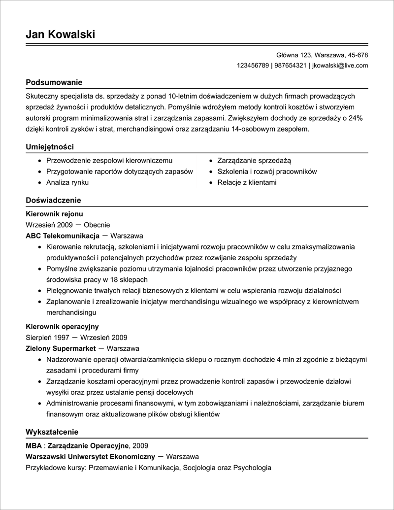 Klasyczny CV wzór - 10+ szablonów do pobrania i przykładów